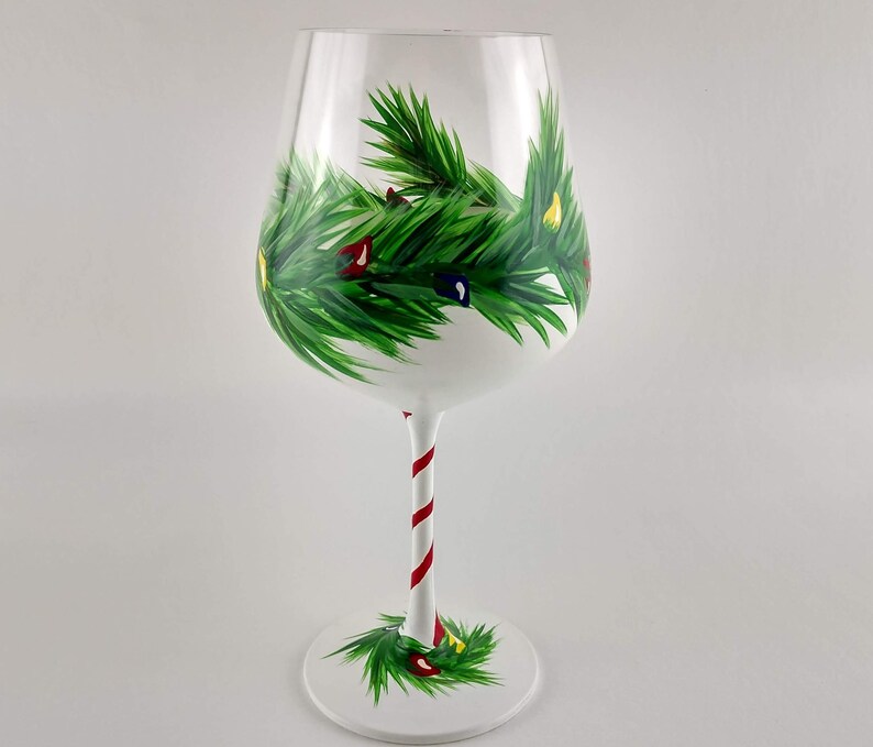 Christmas Hand Painted Wine Glass Winter Theme Holiday | Etsy