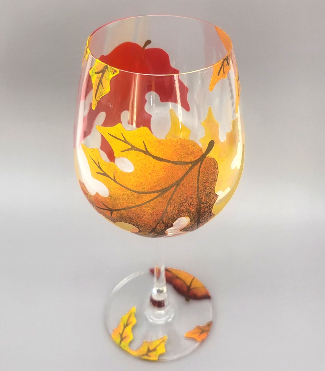 Autumn Maple Leaf Wine Glass Fall Leaves Hand Painted - Etsy