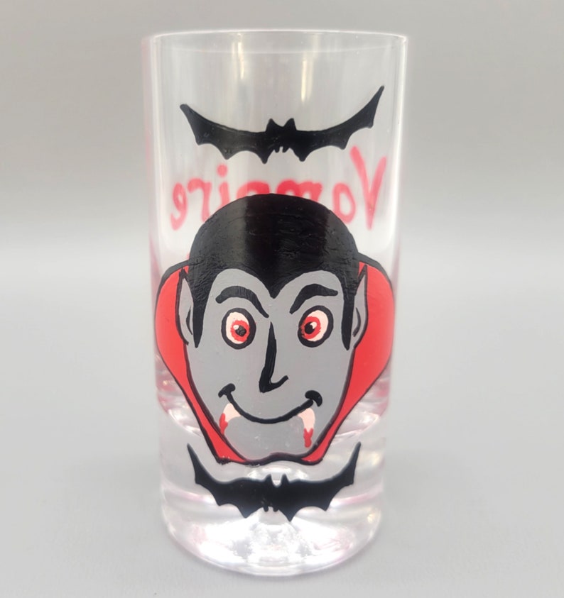 Set of 4 Large Halloween Shot Glasses - Frankenstein, Vampire, Witch ...