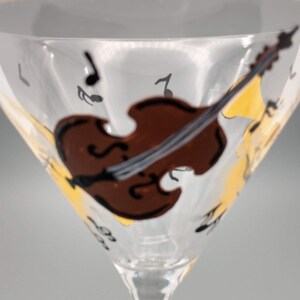 Jazz Themed Martini Glass - Hand Painted - Music, Saxophone, Trumpet ...
