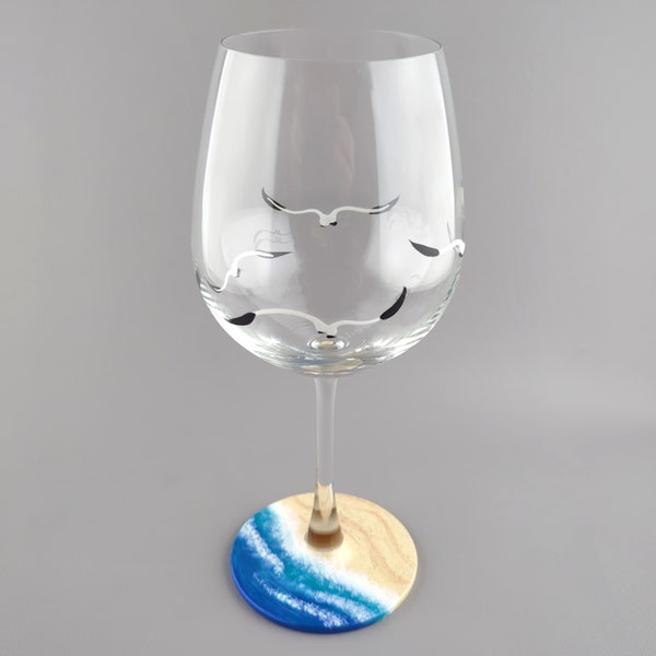Waves on Wine Glass - Etsy