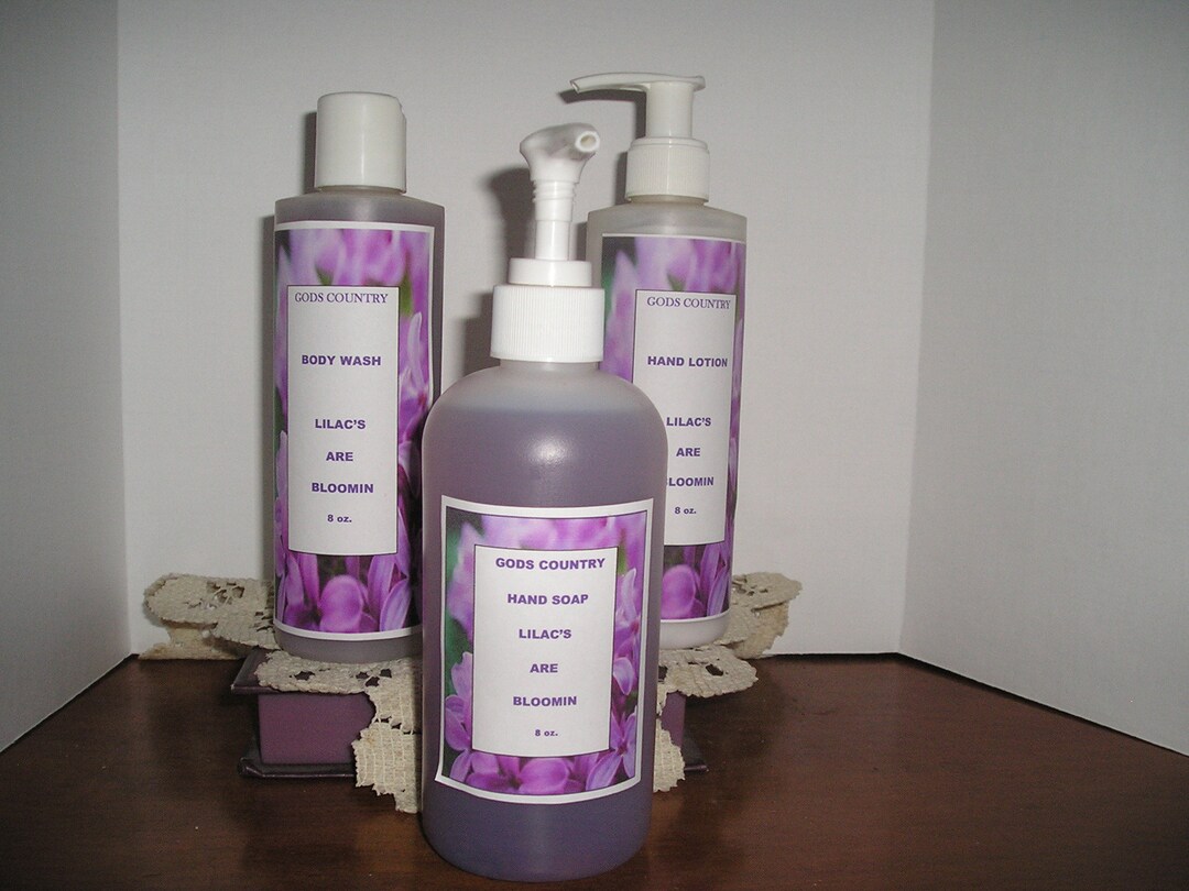 Lilac's Are Bloomin 3 Piece Set 8 Oz. Liquid Hand Soap 8 Oz. Body Wash ...