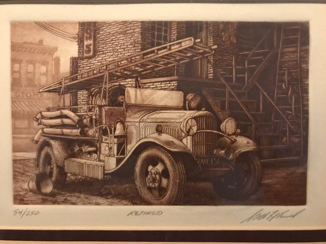 Art Print Etching on Paper Artist Scott Fitzgerald Titled RETIRED - Etsy