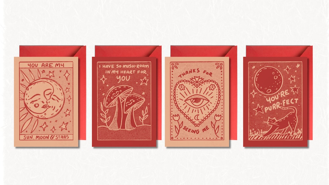Digital Valentine's Day Card Set | Cat Valentine Card | Mystical ...