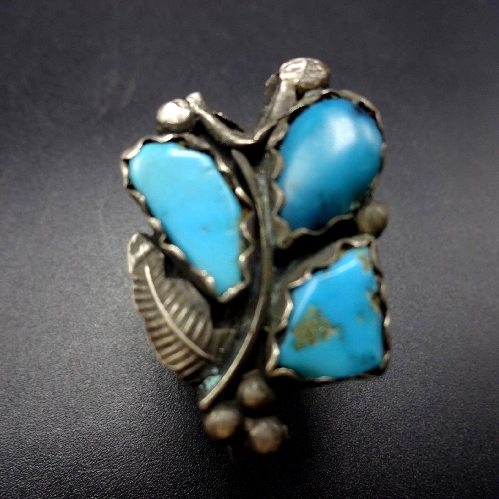 Signed Vintage ZUNI Sterling Silver and TURQUOISE Ring size | Etsy