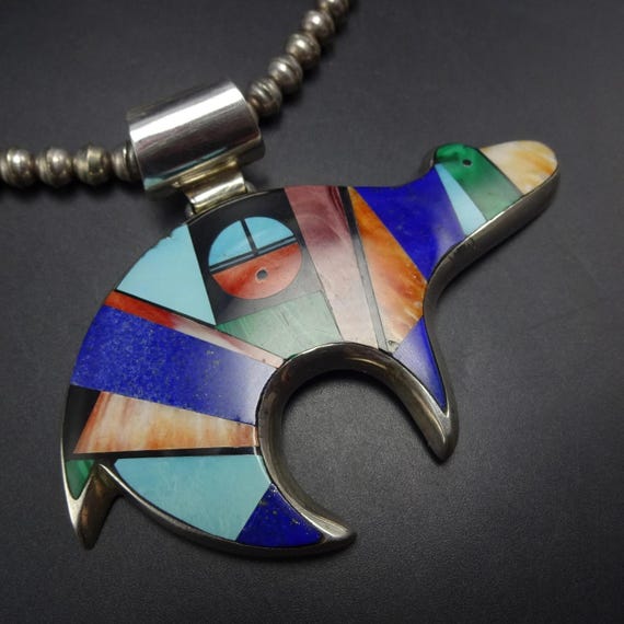 Navajo ALVIN YELLOWHORSE Multi-Stone Inlay Bear NECKL… - Gem