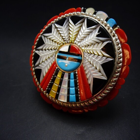 Wilbert Manning Navajo Mosaic Inlay CORAL MOP TURQUOI… - Gem