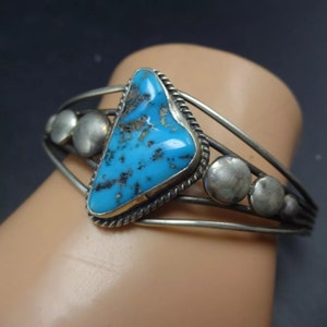 VERDY JAKE Vintage Navajo Sterling Silver Morenci TURQUOISE Cuff ...