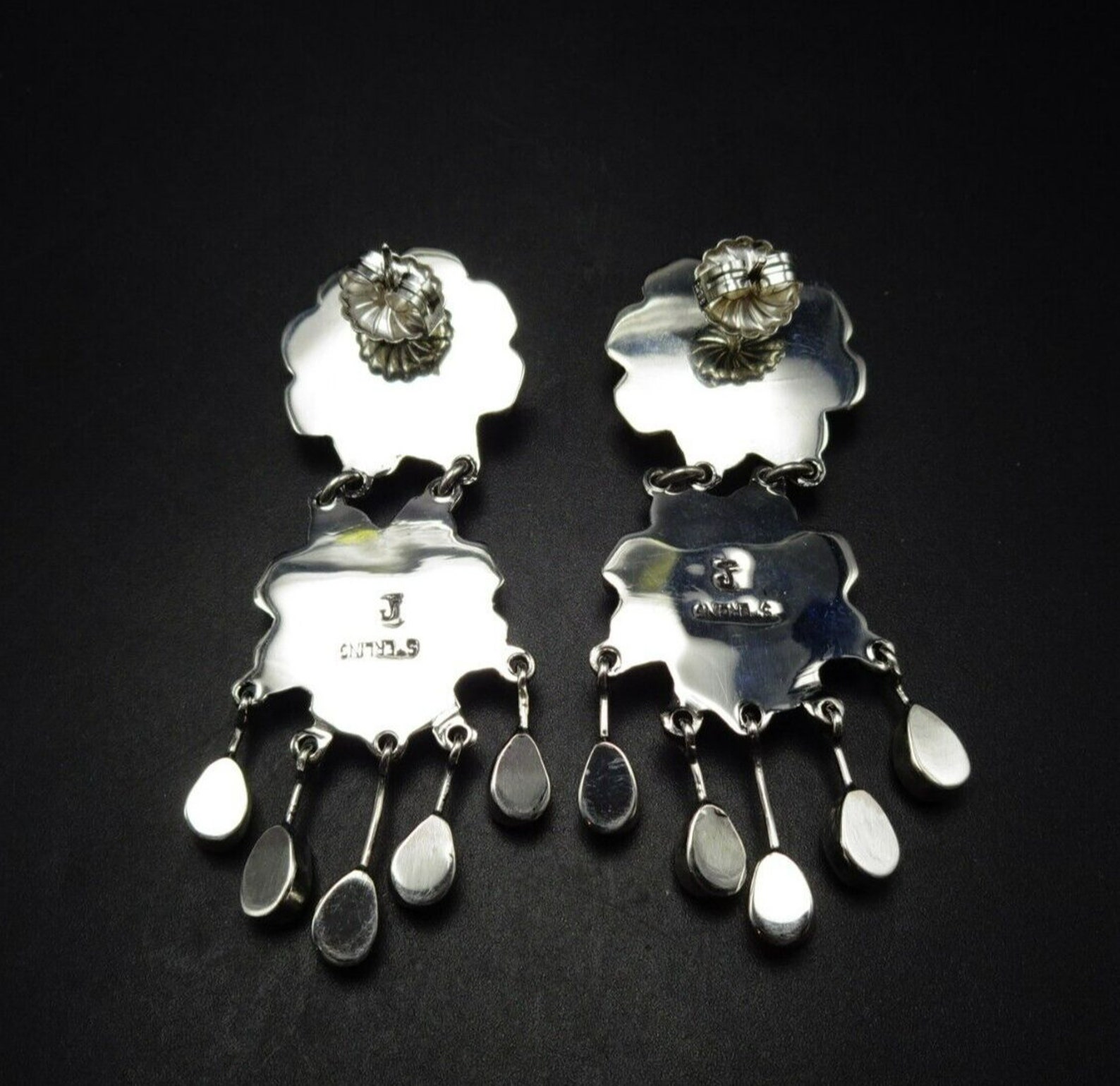 Lovely FEDERICO JIMENEZ Sterlingsilver TURQUOISE Cluster Dangle ...
