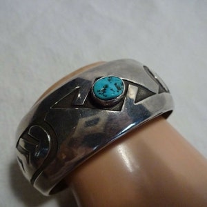 Signed Vintage NAVAJO Michael TAHE Sterling Silver Overlay & TURQUOISE ...
