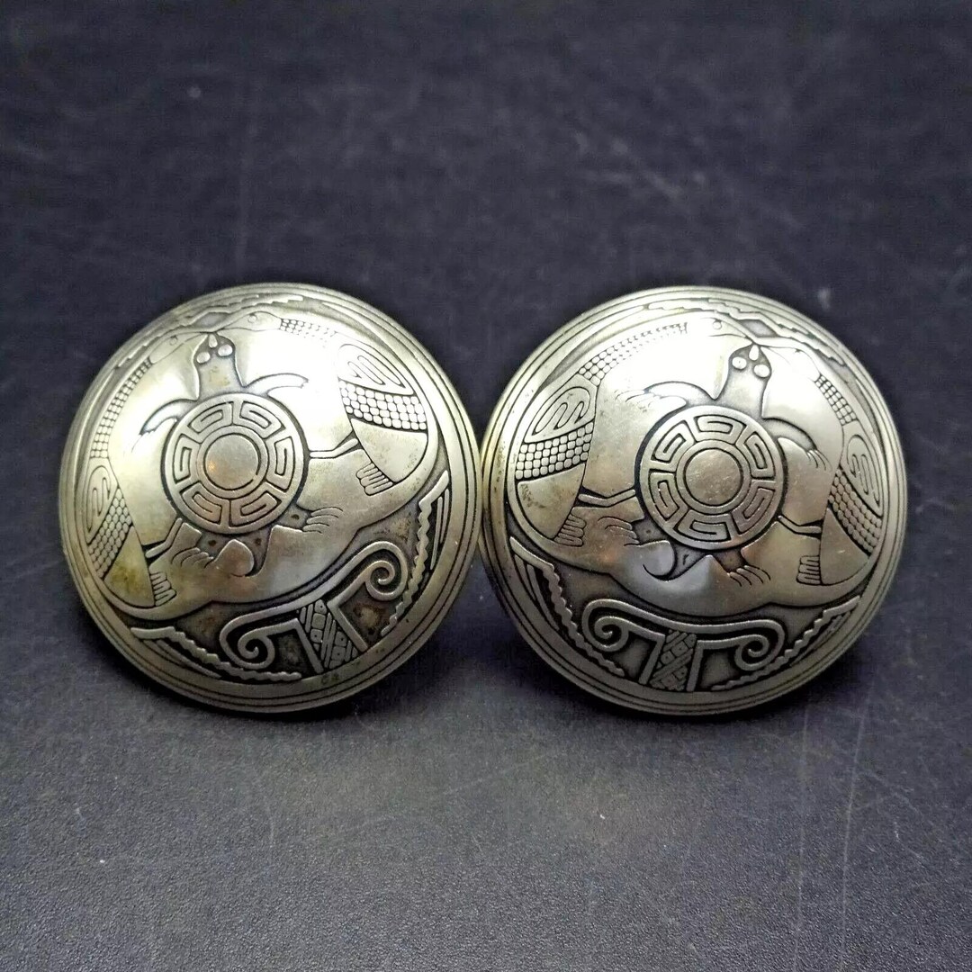 Silver Mesa Native American Made Turtle MIMBRES Earrings Sterling ...