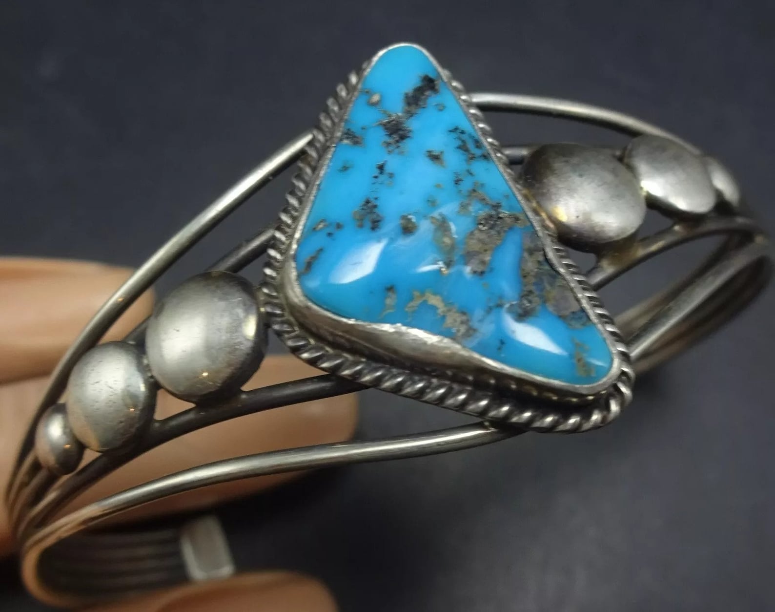 VERDY JAKE Vintage Navajo Sterling Silver Morenci TURQUOISE Cuff ...
