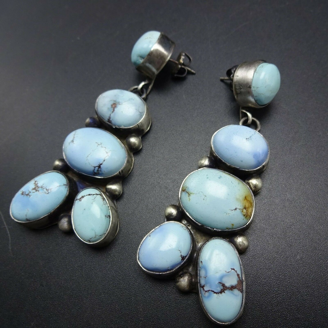 DRAMATIC Kathleen Chavez Navajo Sterling Silver Golden HILLS TURQUOISE ...