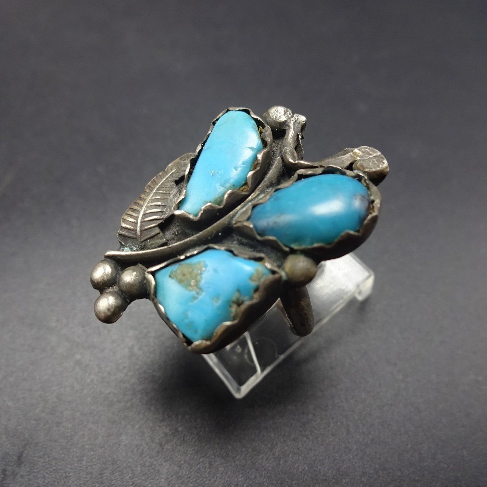 Signed Vintage ZUNI Sterling Silver and TURQUOISE Ring size | Etsy