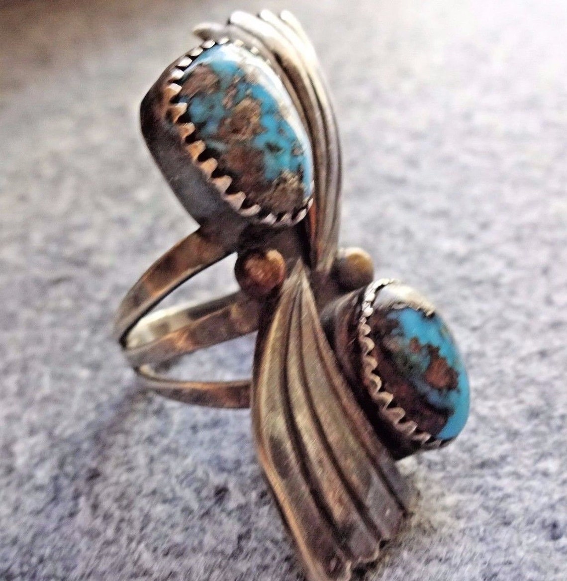 Lovely Vintage Sterling Silver and Morenci TURQUOISE RING, Size 6.5 - Etsy