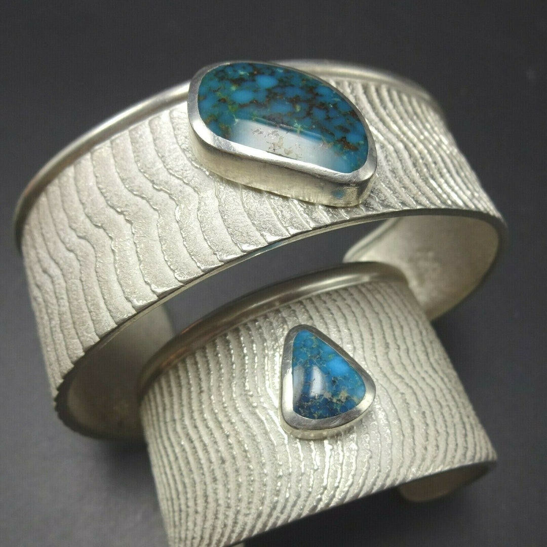 JOSHUA BINGHAM Sterlingsilver Cuttlebone Cast Parent/baby BRACELET Set ...