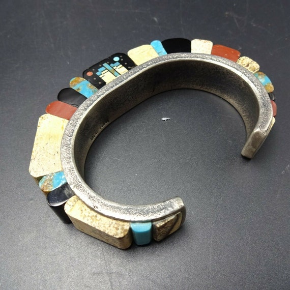 Navajo Lester JAMES Sterling Silver MULTI STONE Raise… - Gem Navajo Lester JAMES Sterling Silver MULTI STONE Raise… - Gem