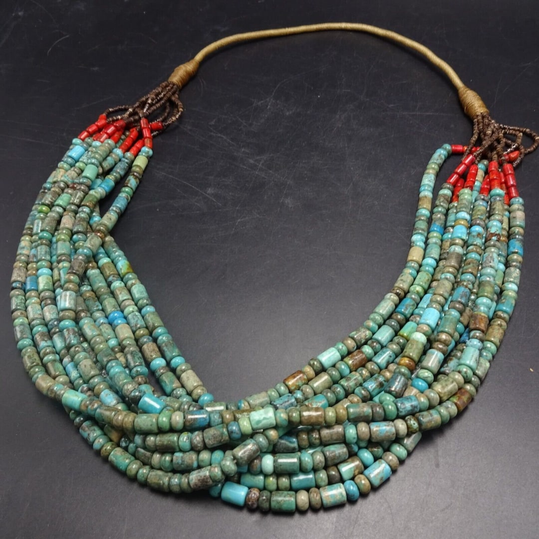 Kewa DUMA ROSETTA Santo Domingo Pueblo TURQUOISE 10-strand Necklace ...