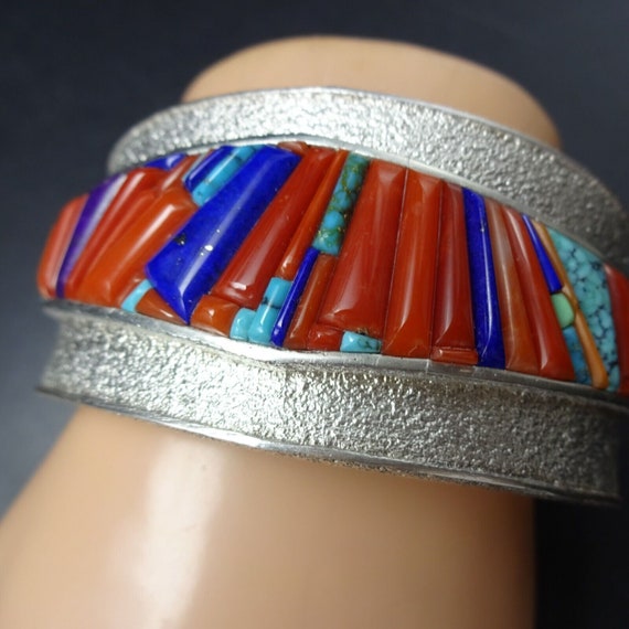 Navajo ISIAH BEGAY Tufa Cast SterlingSilver Lapis Cor… - Gem