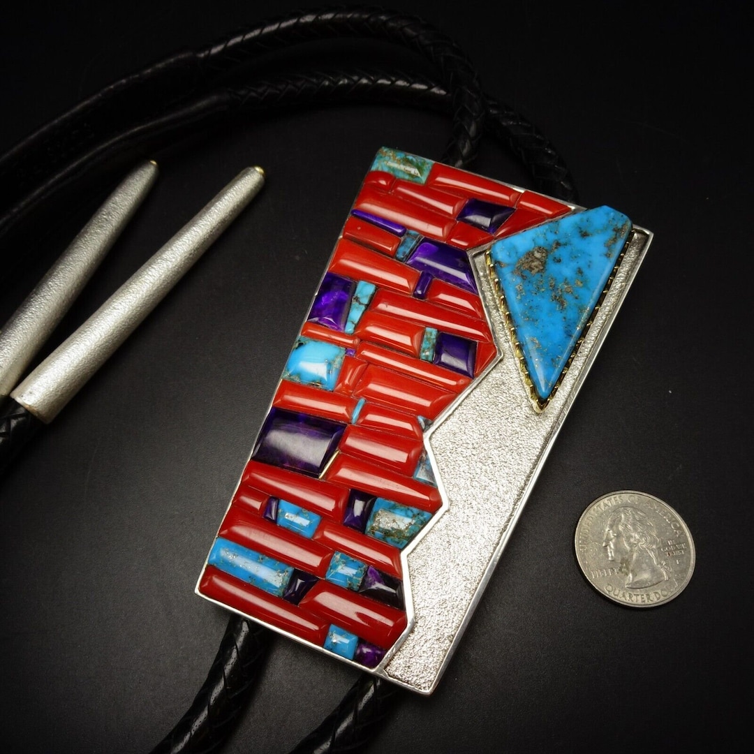 PHILANDER and ISIAH BEGAY Tufa Sterling Silver Coral Sugilite Turquoise ...