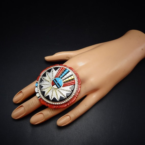 Wilbert Manning Navajo Mosaic Inlay CORAL MOP TURQUOI… - Gem