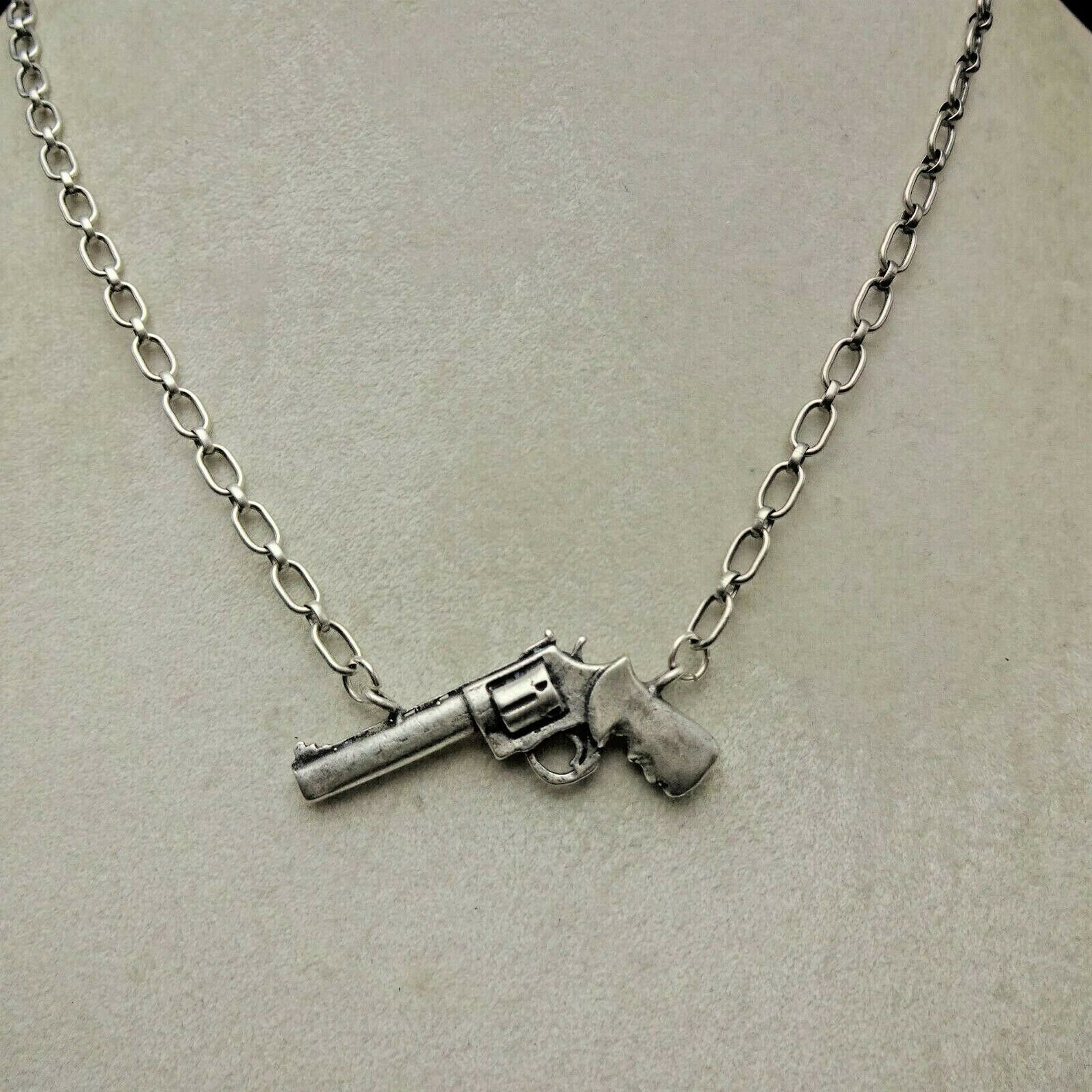 Sterling Silver GUN Pendant NECKLACE Colt Revolver on an | Etsy