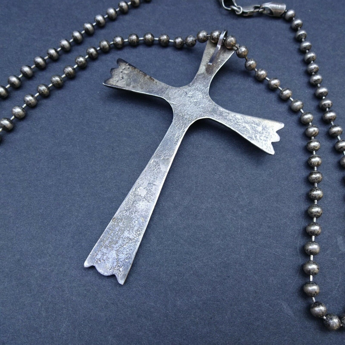 HUGE Cross PENDANT Cast Sterling Silver and Natural TURQUOISE - Etsy