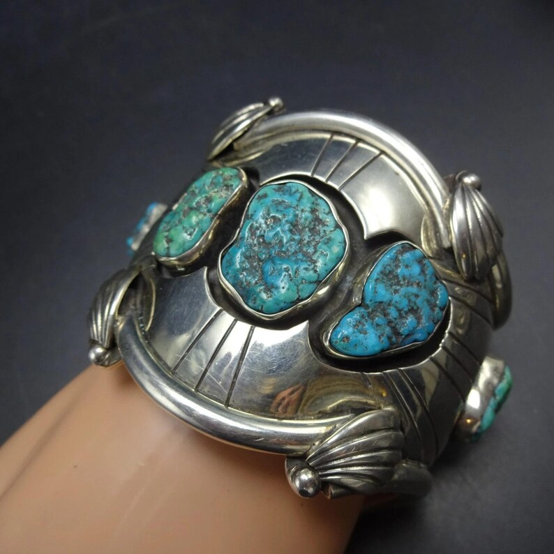 Huge Heavy TIM Kee WHITMAN Navajo Vintage Sterlingsilver TURQUOISE Cuff ...