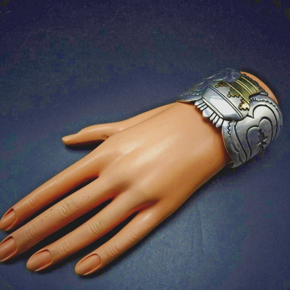 VINTAGE Thomas Singer NAVAJO Sterling Silver and Gold… - Gem