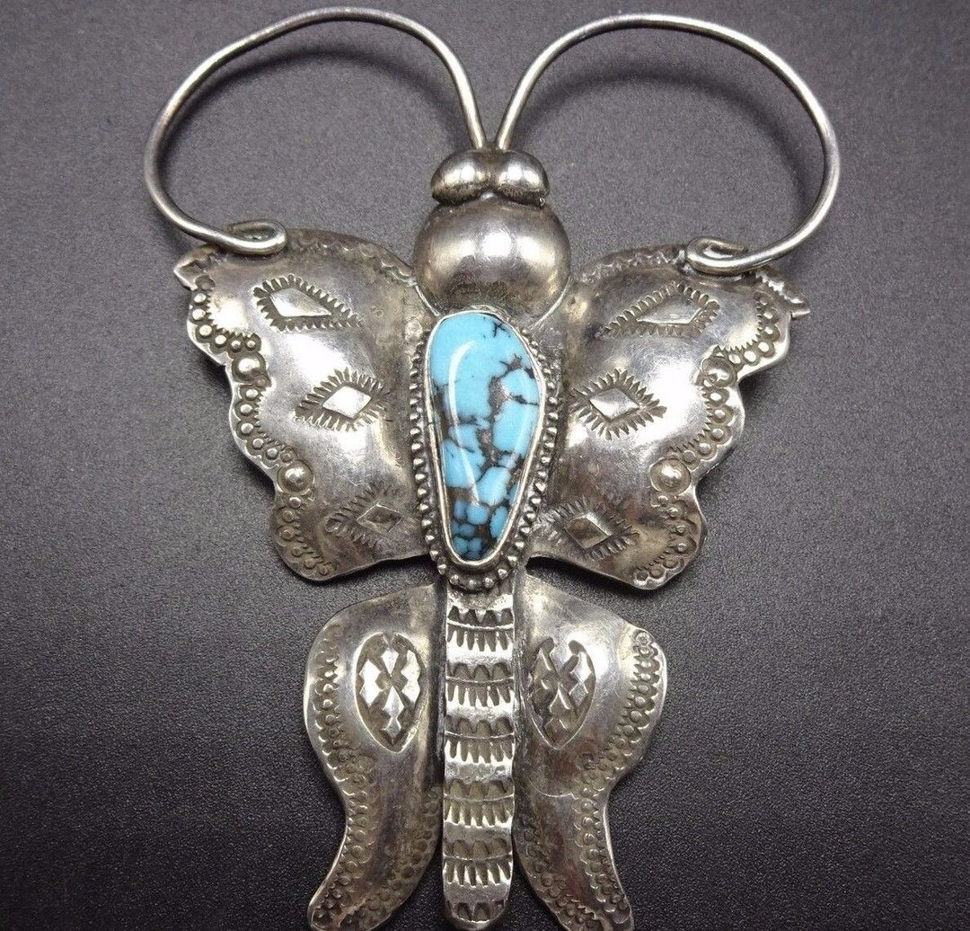 Signed Vintage JOE EBY Stamped Sterling Silver & Turquoise - Etsy