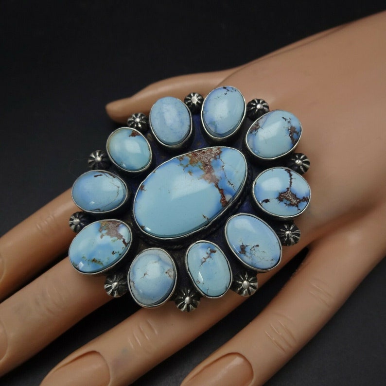 Huge BEA TOM Navajo Sterling Silver Golden Hills TURQUOISE - Etsy