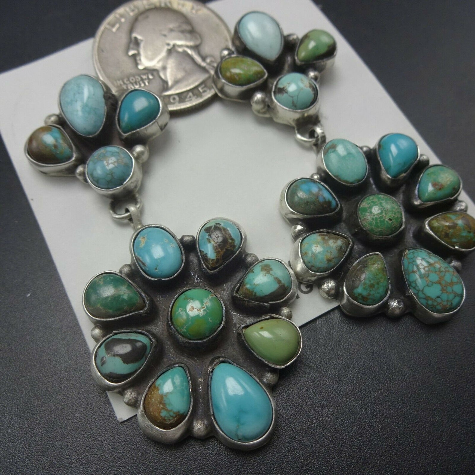 Ella Peter NAVAJO Sterling Silver TURQUOISE SAMPLER Cluster - Etsy
