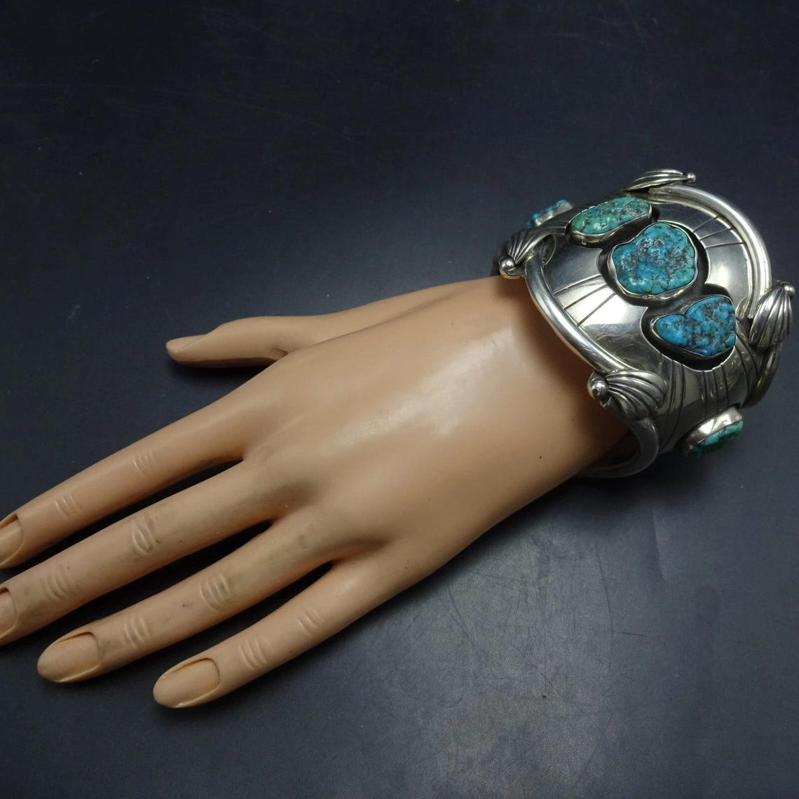 Huge Heavy TIM Kee WHITMAN Navajo Vintage Sterlingsilver TURQUOISE Cuff ...