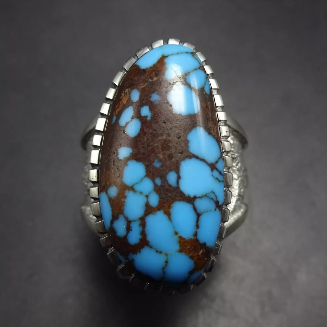 Navajo KELSEY JIMMIE Tufa Cast Sterlingsilver Prince Mine TURQUOISE ...