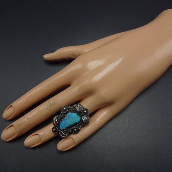 Vintage TAXCO Sterling Silver & TURQUOISE RING Applie… - Gem