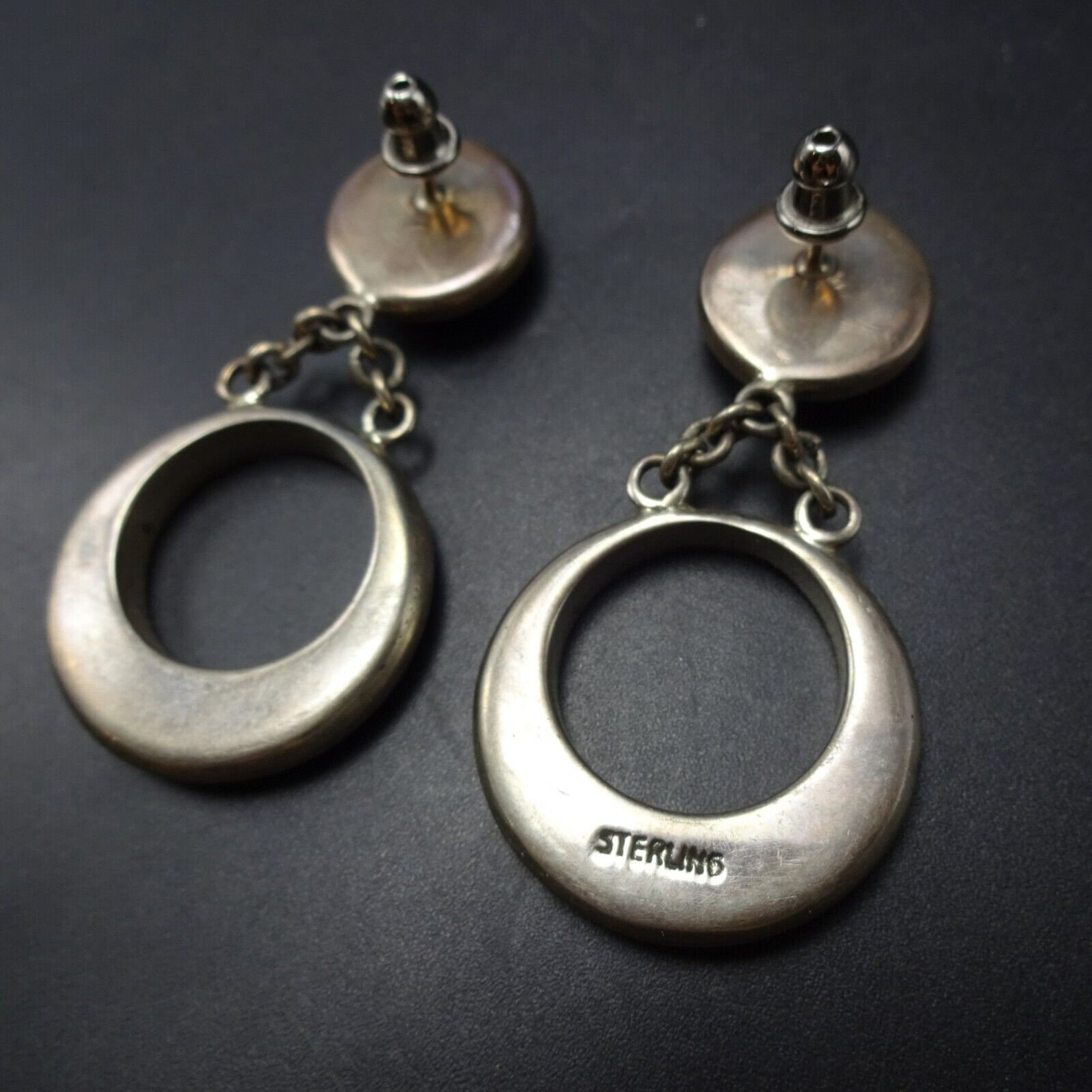 Vintage MULTI STONE Channel Inlay Earrings Sterling Silver TURQUOISE ...
