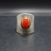 Pete Johnson NAVAJO Cuttlebone Cast Sterling Silver CORAL RING Sz 5.5 ...