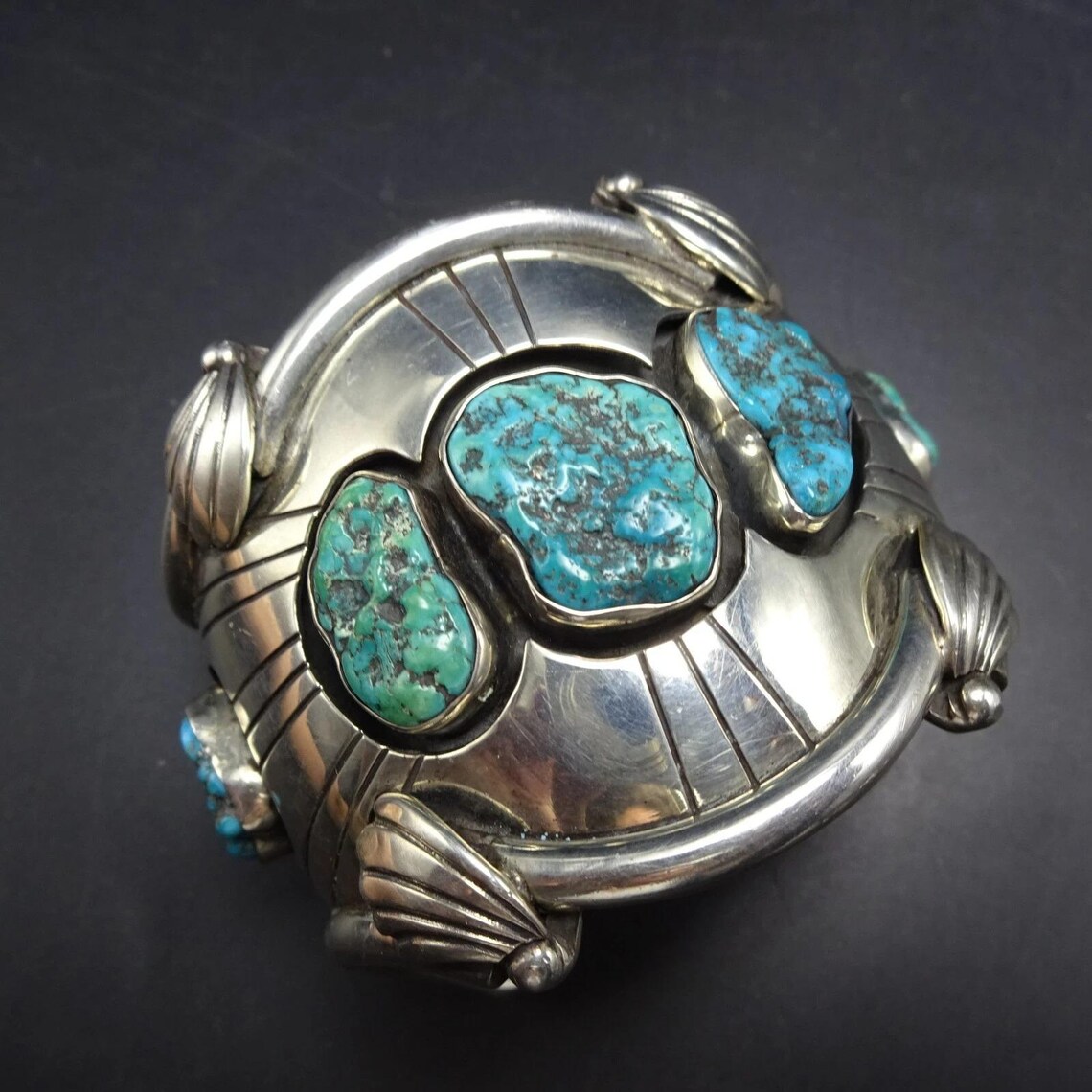 Huge Heavy TIM Kee WHITMAN Navajo Vintage Sterlingsilver TURQUOISE Cuff ...