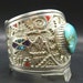 Michael Perry NAVAJO Sterling Silver TURQUOISE CORAL Petroglyph Cuff ...