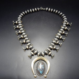 Ernest Roy Begay NAVAJO Sterling Silver TURQUOISE Squash Blossom ...