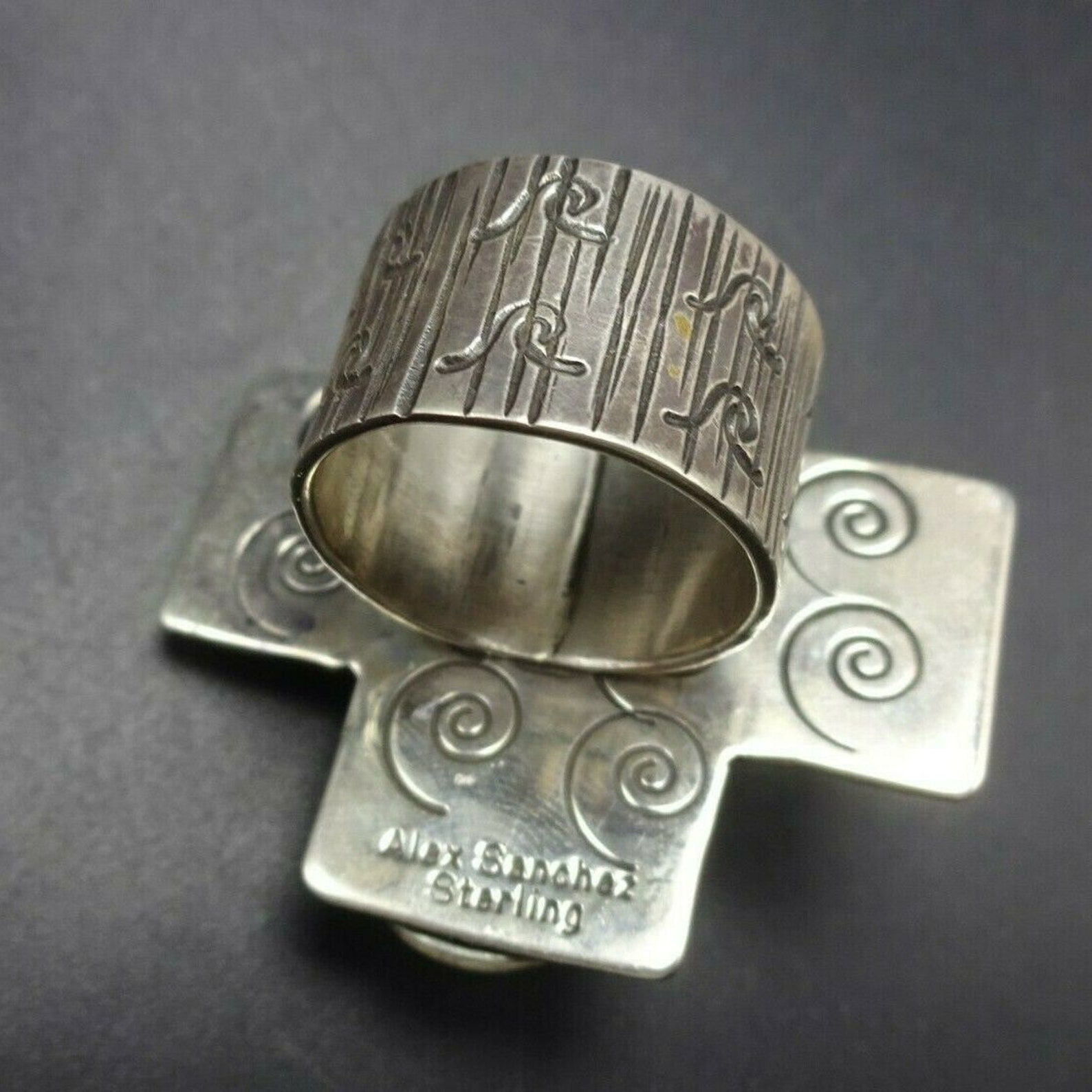 Alex Sanchez Navajo Sterling SANTA FE CROSS Spiderweb | Etsy