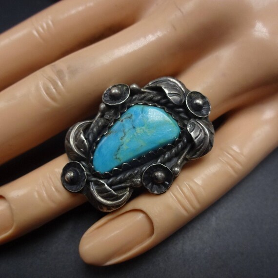 Vintage TAXCO Sterling Silver & TURQUOISE RING Applie… - Gem