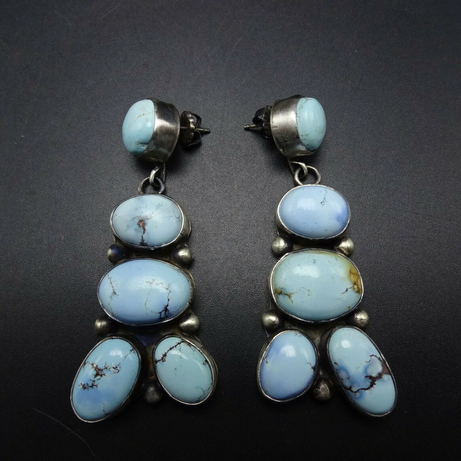 DRAMATIC Kathleen Chavez Navajo Sterling Silver Golden HILLS TURQUOISE ...