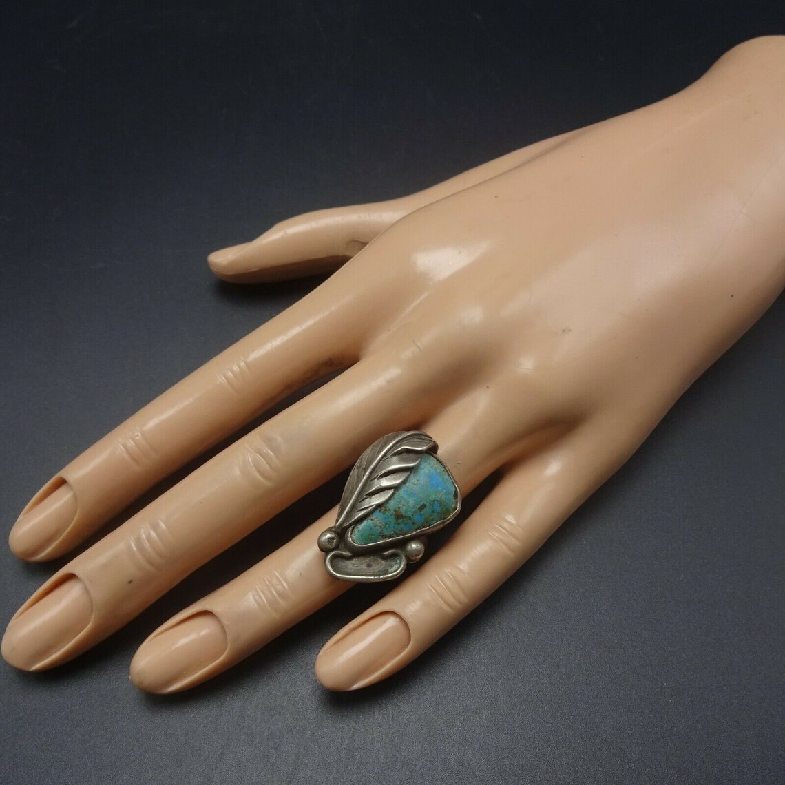 Vintage Sterling Silver and NATURAL TURQUOISE Ring Size 6, Triangular ...