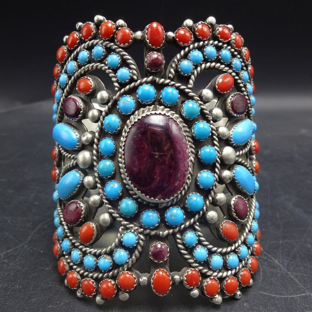 Magnificent RUSSELL SAM Navajo MULTI Stone Sterling Silver Cuff ...