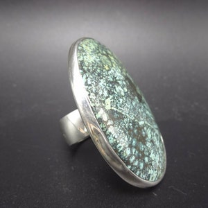 Huge Oval Sterling Silver & Webbed TURQUOISE Ring, Size 8.5, FLORENTINO ...