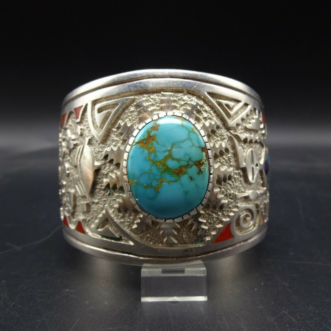 Michael Perry NAVAJO Sterling Silver TURQUOISE CORAL - Etsy