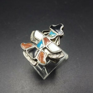 Vintage Sterling Silver KNIFEWING INLAY Ring Size 5.5, Turquoise Coral ...
