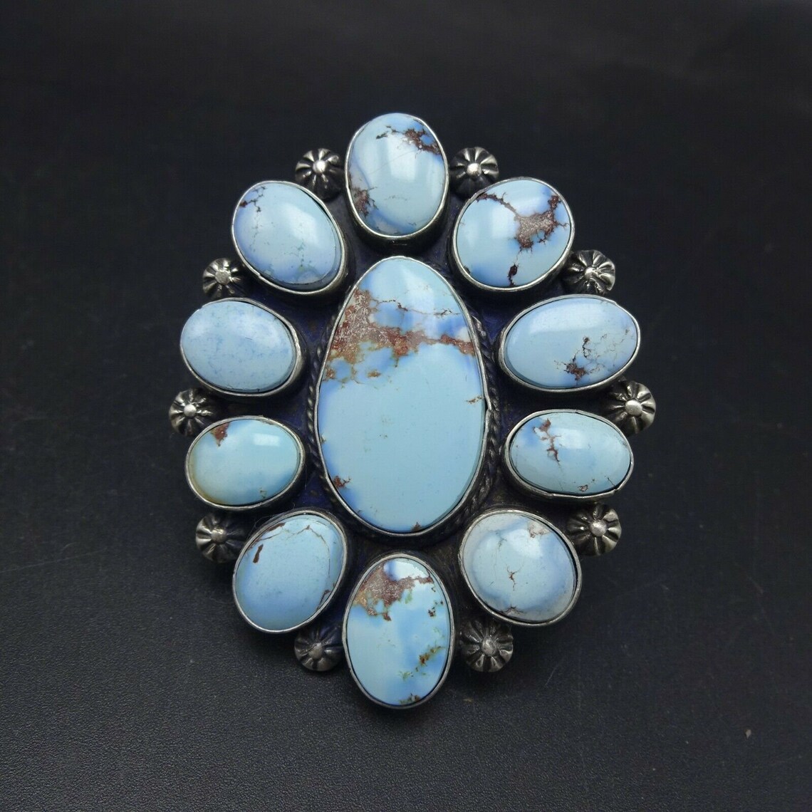 Huge BEA TOM Navajo Sterling Silver Golden Hills TURQUOISE - Etsy