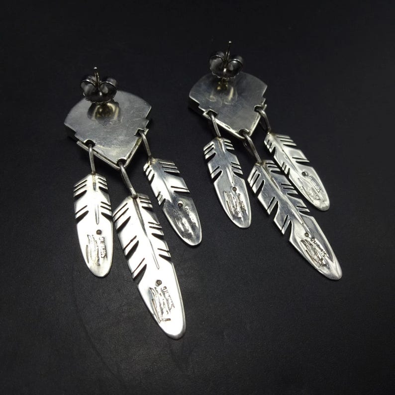 RAY TRACEY KNIFEWING Segura Channel Inlay Earrings With Feather Dangles ...